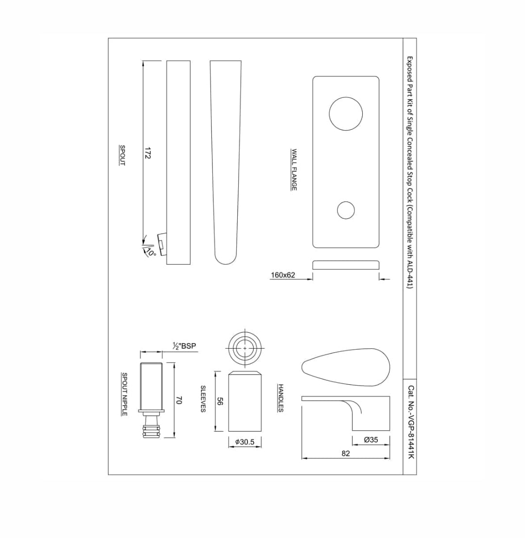 SINGLE CONCEALED STOP COCK(VGP-CHR-81441K). — KSR Ceramics